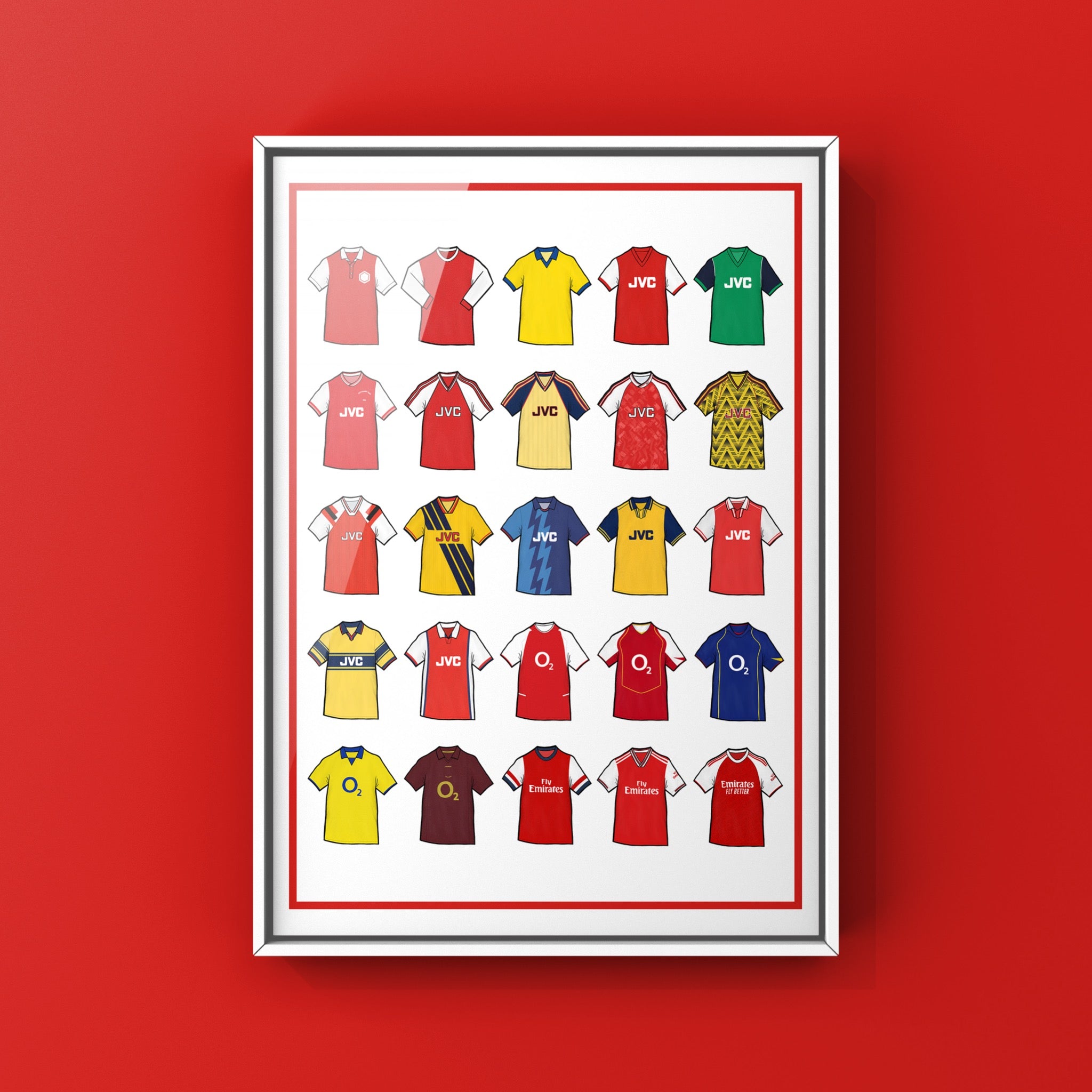 Arsenal Classic Football Shirts Poster – Retro Kit Collection Print ...