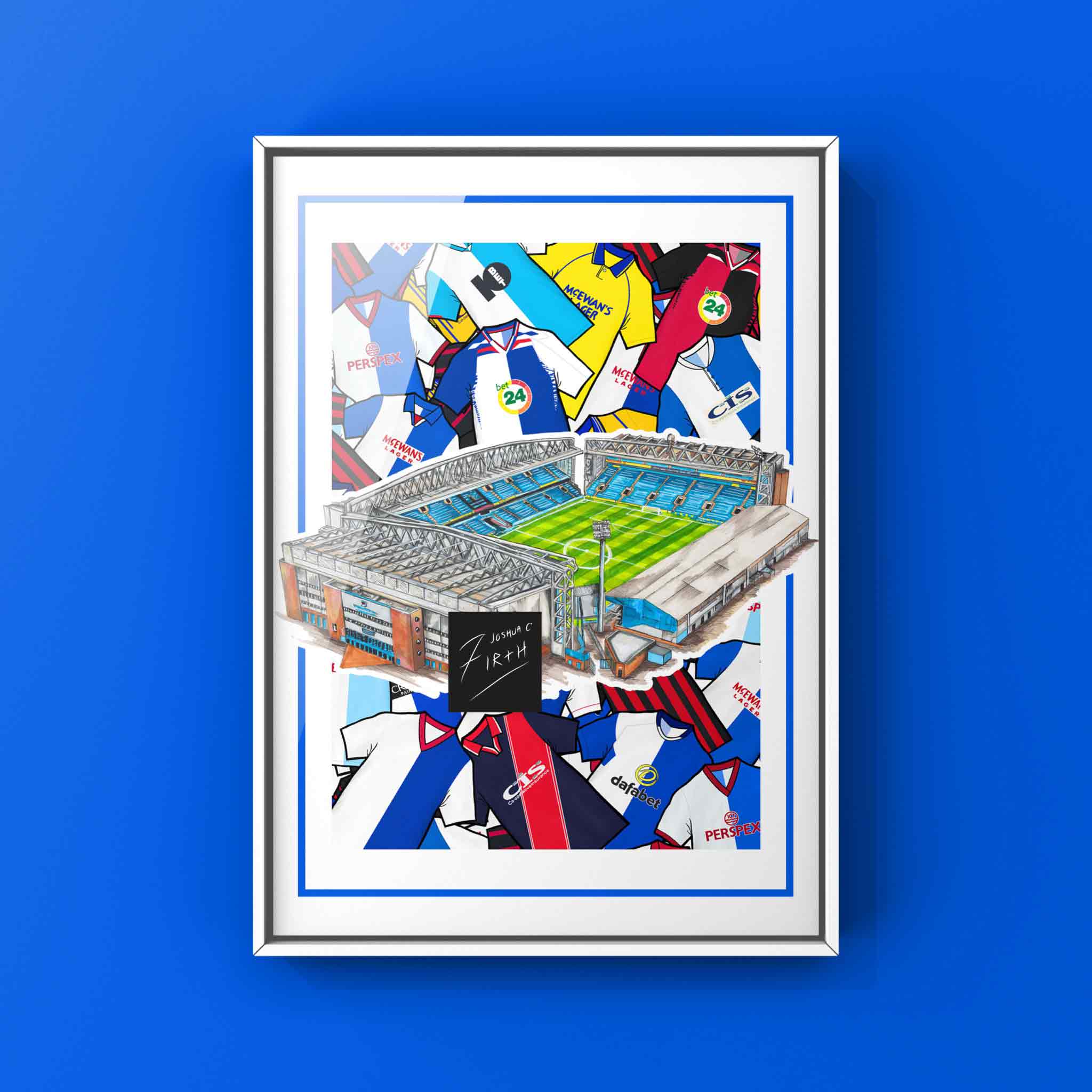Blackburn Kit Collage Retro Shirts & Stadium Football Print – Casual ...