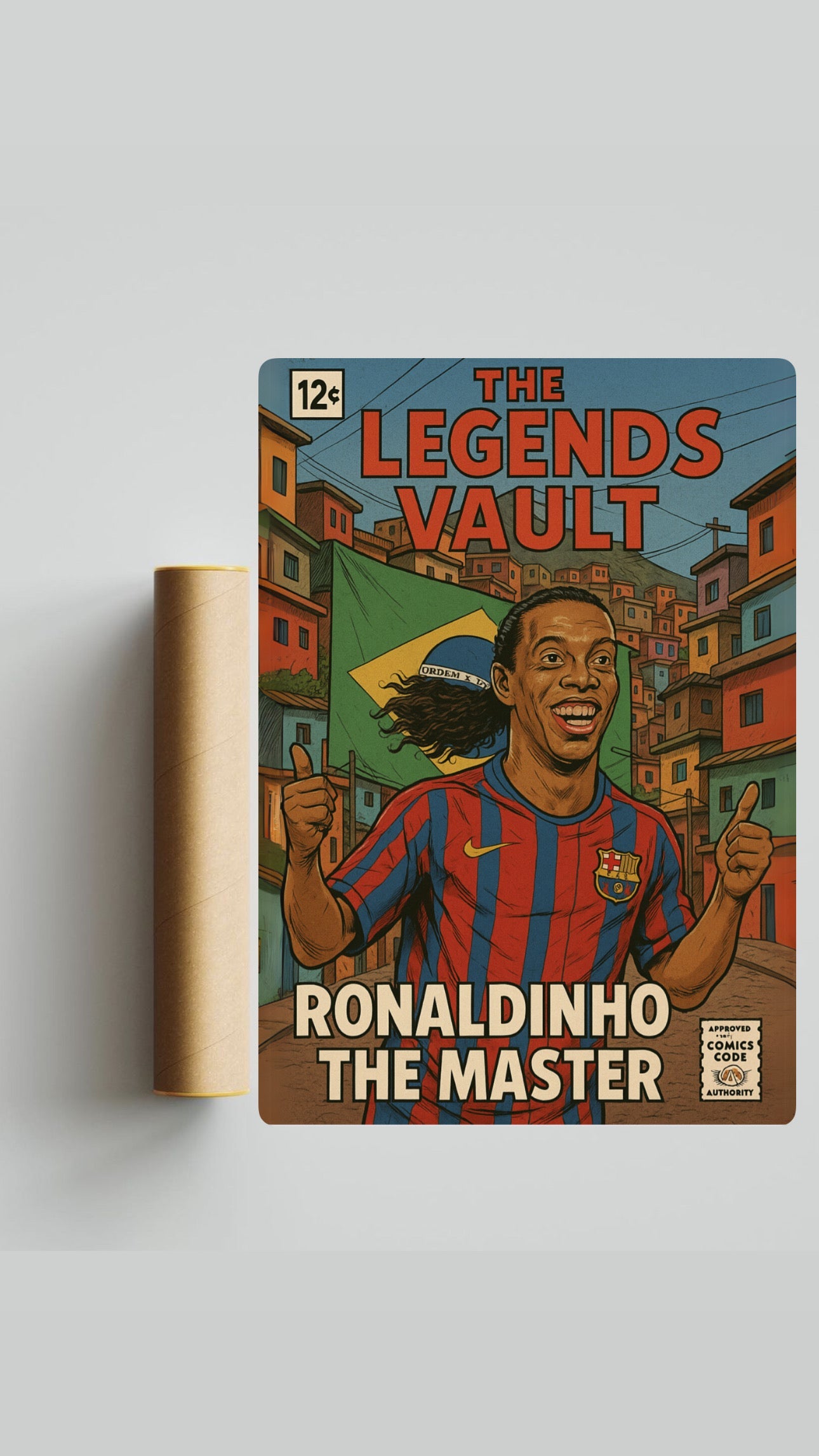 Ronaldinho Comic Book Style A3 Print – Casual Football Shirts