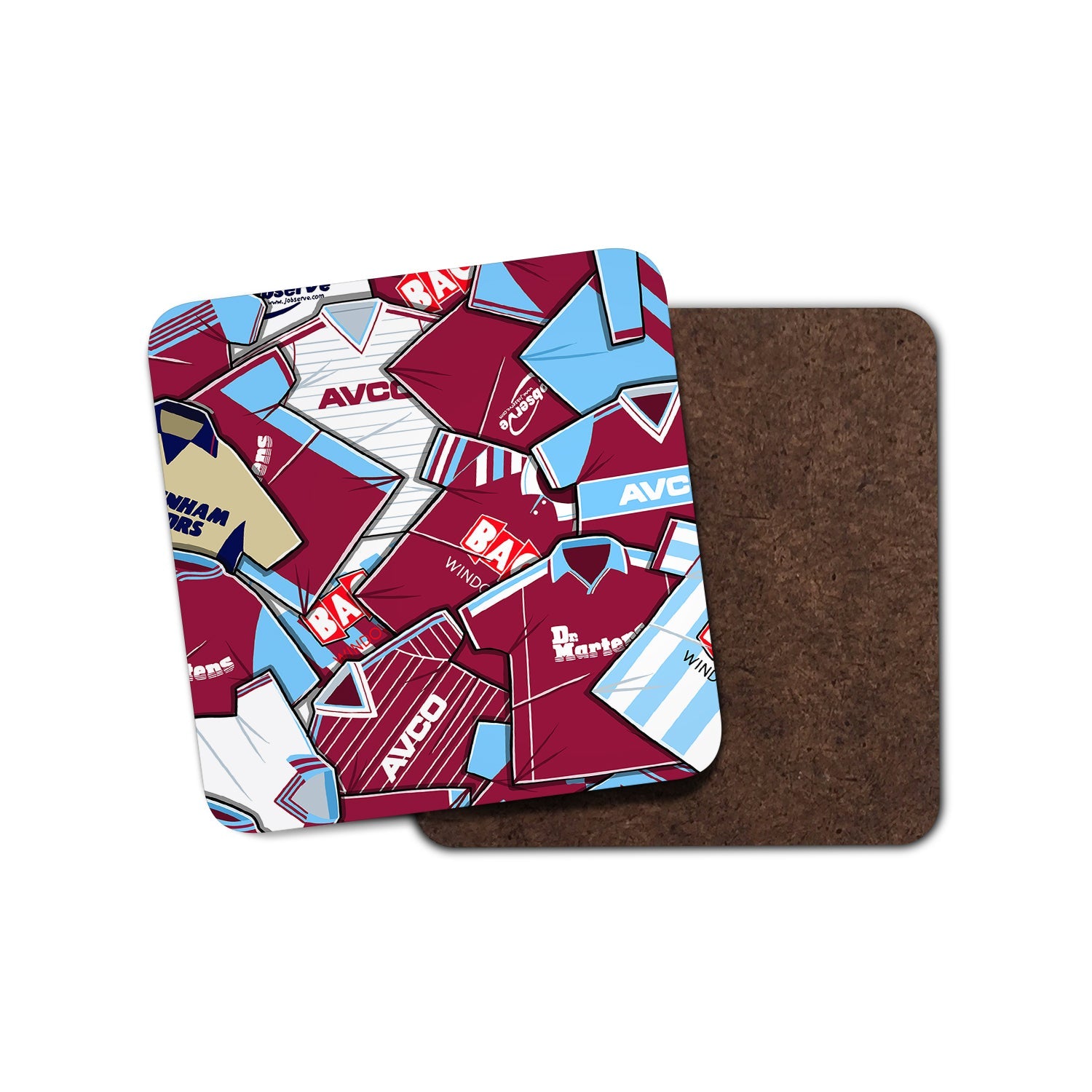 West Ham Shirts Mash Up Coaster – Casual Football Shirts